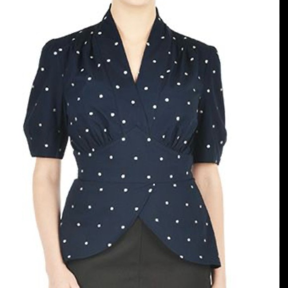 eshakti | Tops | E Shakti Navy Polka Dot Embroidered Cotton Banded ...